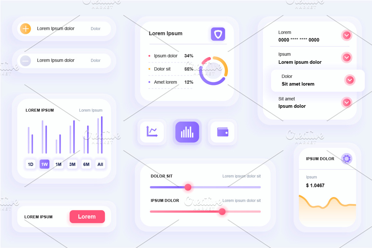 Mobile App UI Elements Kit, an UI Kit Template by alexdndz