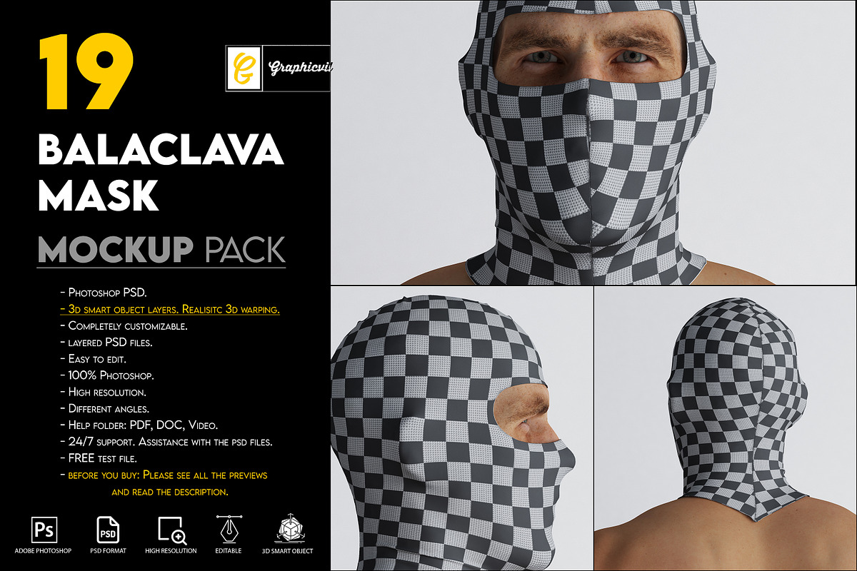 Balaclava Mask Mockup, a Hat Mockup by GraphicVil