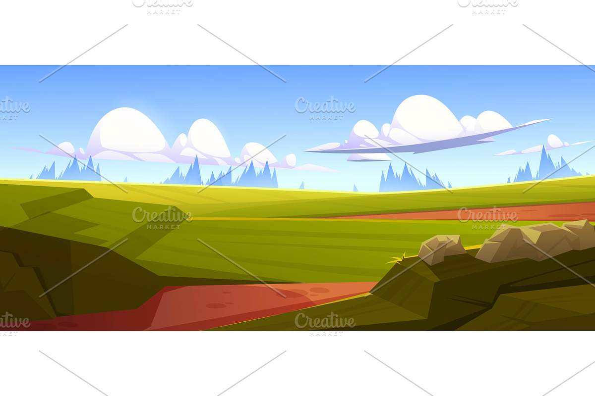 Cartoon nature landscape, dirt road, a Person Illustration by art PVP ...
