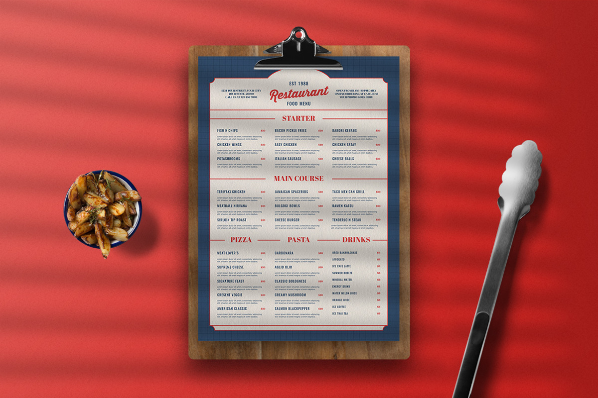 Modern Food Menu, a Print Template by The Savory Directors | Creative ...