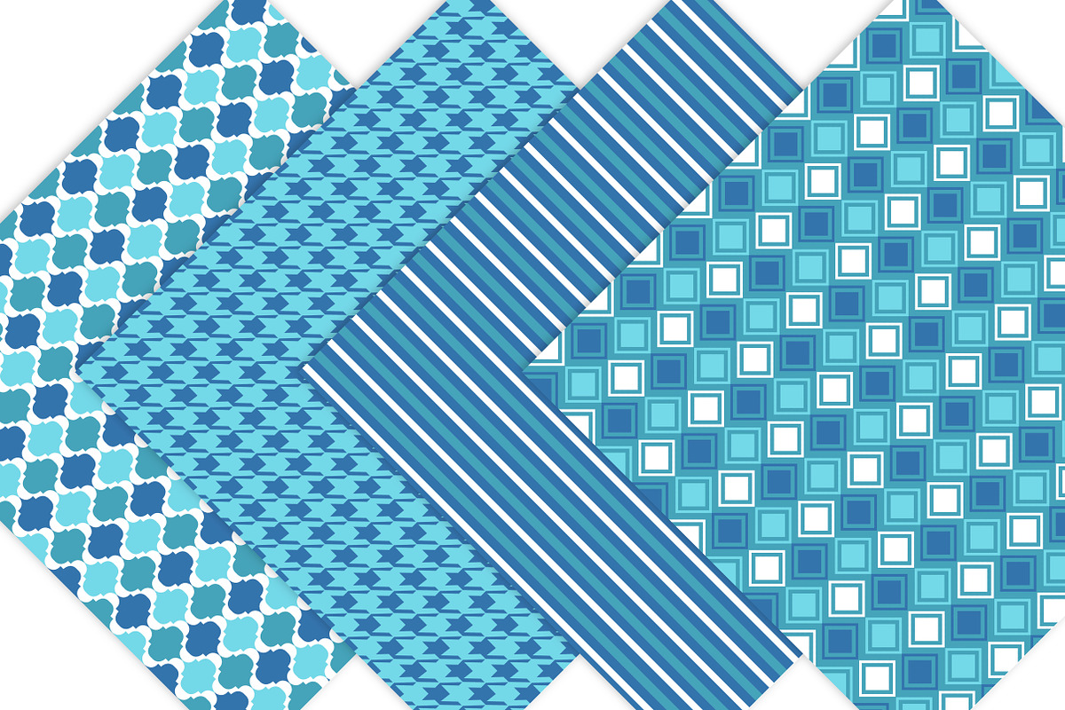 Digital Paper - Blue Patterns, a Pattern Graphic by Leska's Digitals