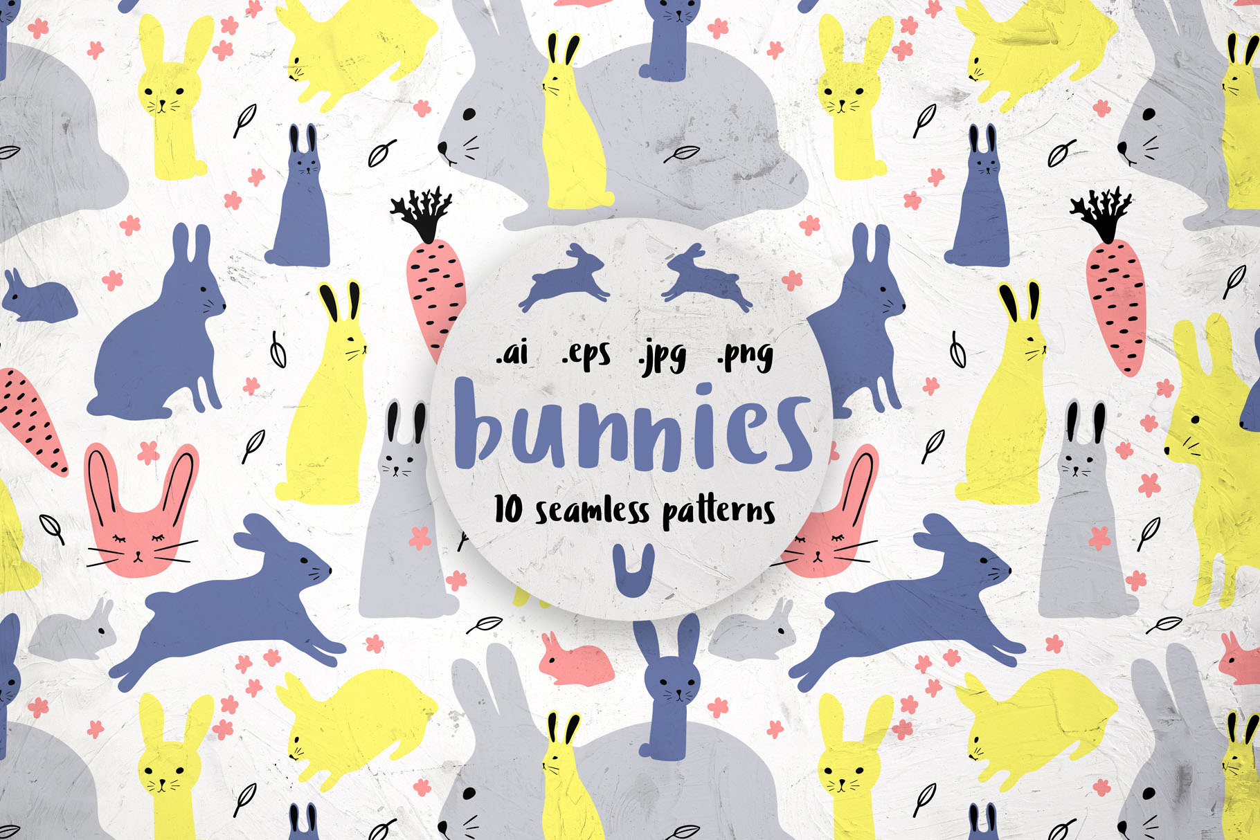 BUNNIES, 10 patterns, a Pattern Graphic by pineart | Creative Market