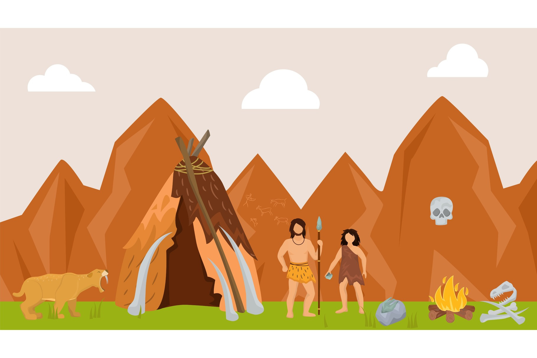 Ancient character male female, a Person Illustration by KitVector