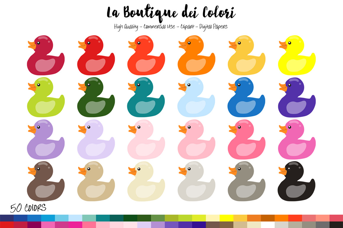 50 Rainbow Rubber Ducky Clipart, an Illustration by La Boutique dei Colori