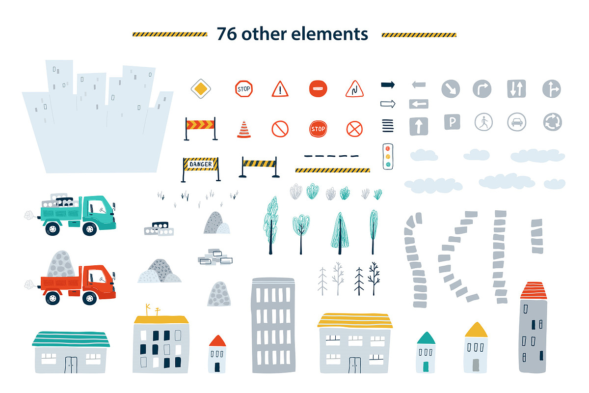 Big construction-Kids car collection, a Decorative Illustration by ...