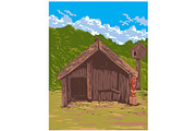 Maori Hut in Maori Village NZ WPA, an Illustration by patrimonio