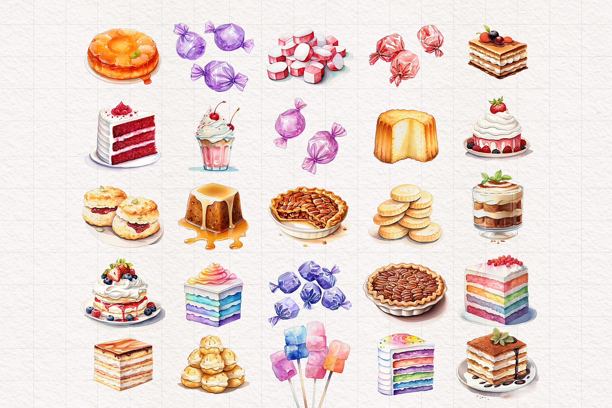 Sweet Treats Clipart Bundle, a Food Illustration by PaintPixelCo ...