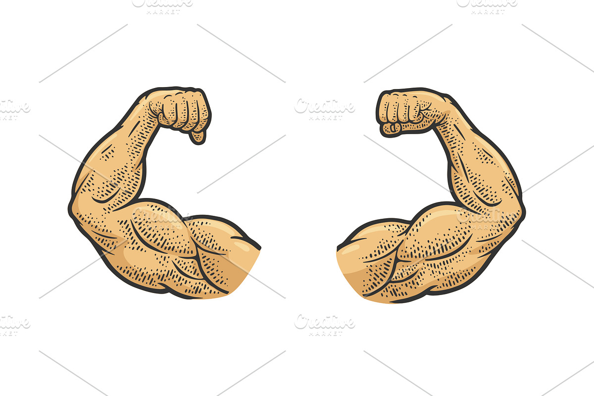 Muscular hands of strong man color