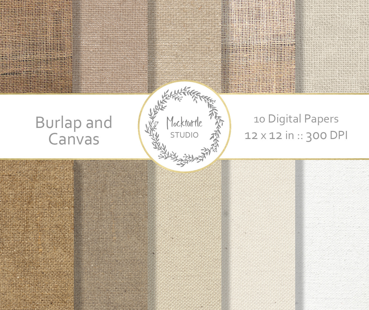 Burlap and Canvas Digital Paper, a Texture Graphic by MockTurtleStudio