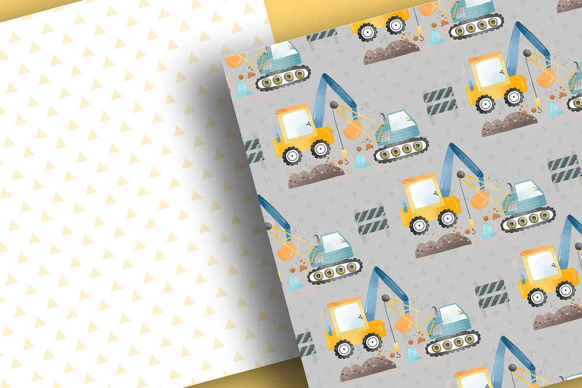 Diggers digital paper pack, a Pattern Graphic by designloverstudio