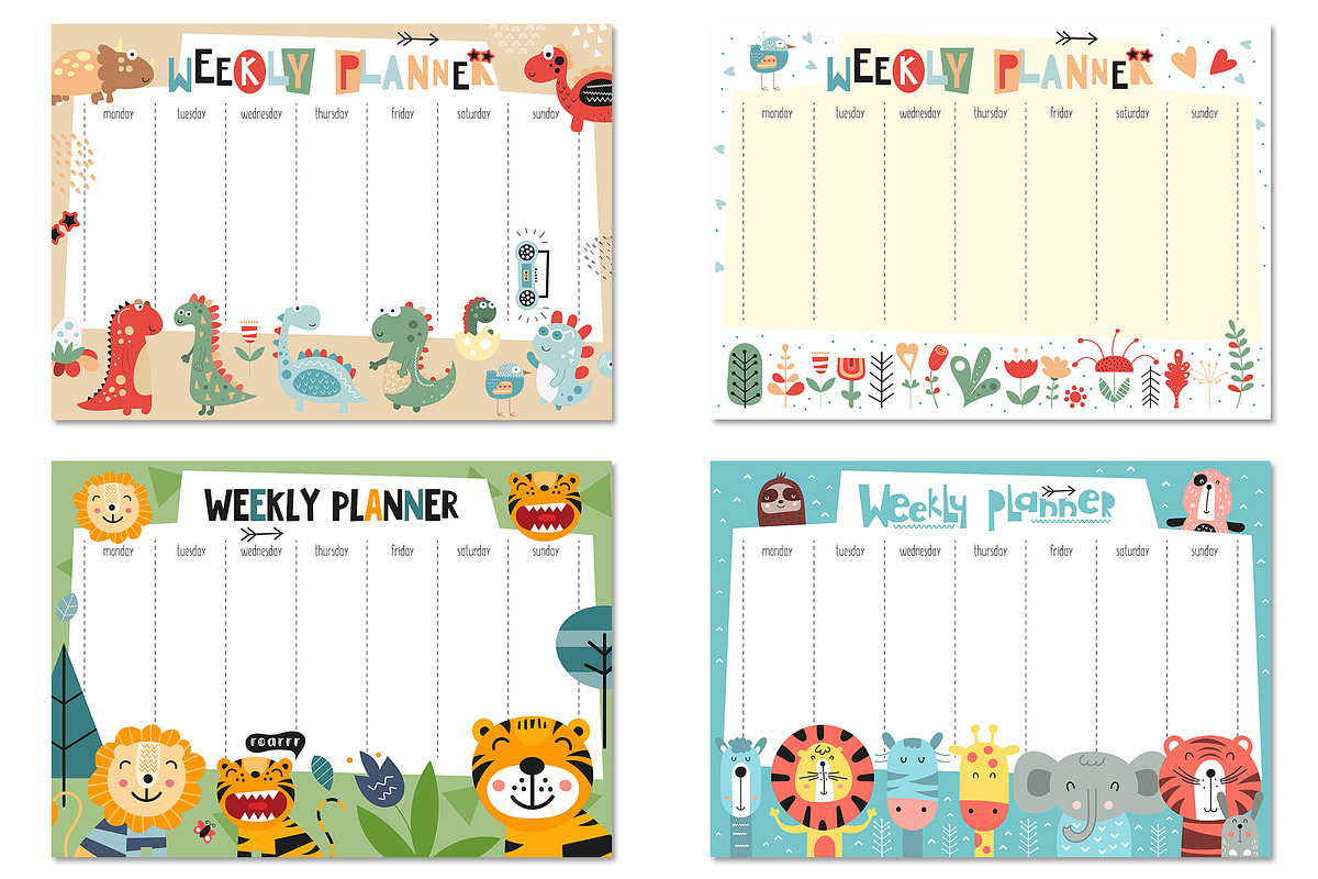 Weekly planners big set for kids, an Education Illustration by Nursery Art