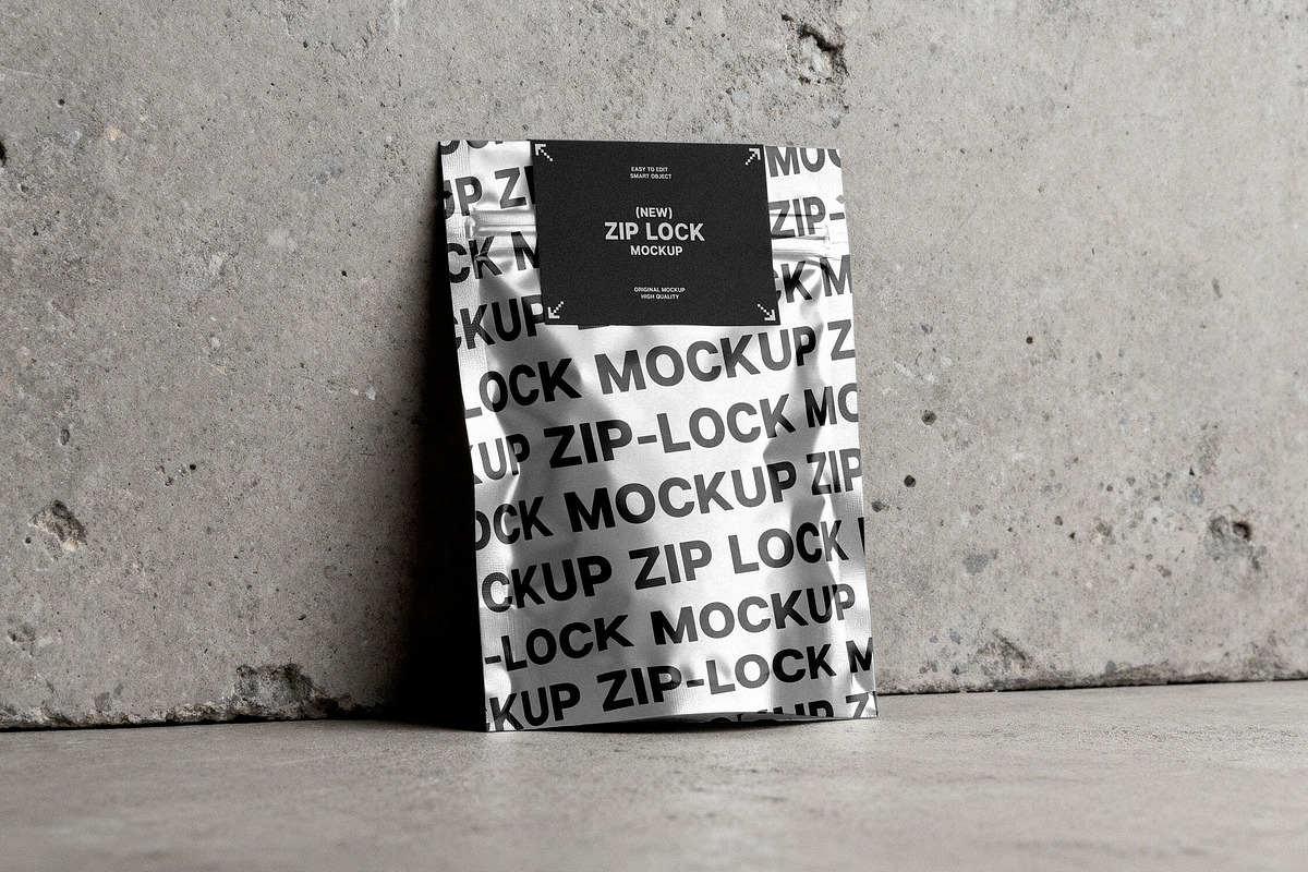 Standing Zip Lock Package Mockup, a Packaging Mockup by Design Squad