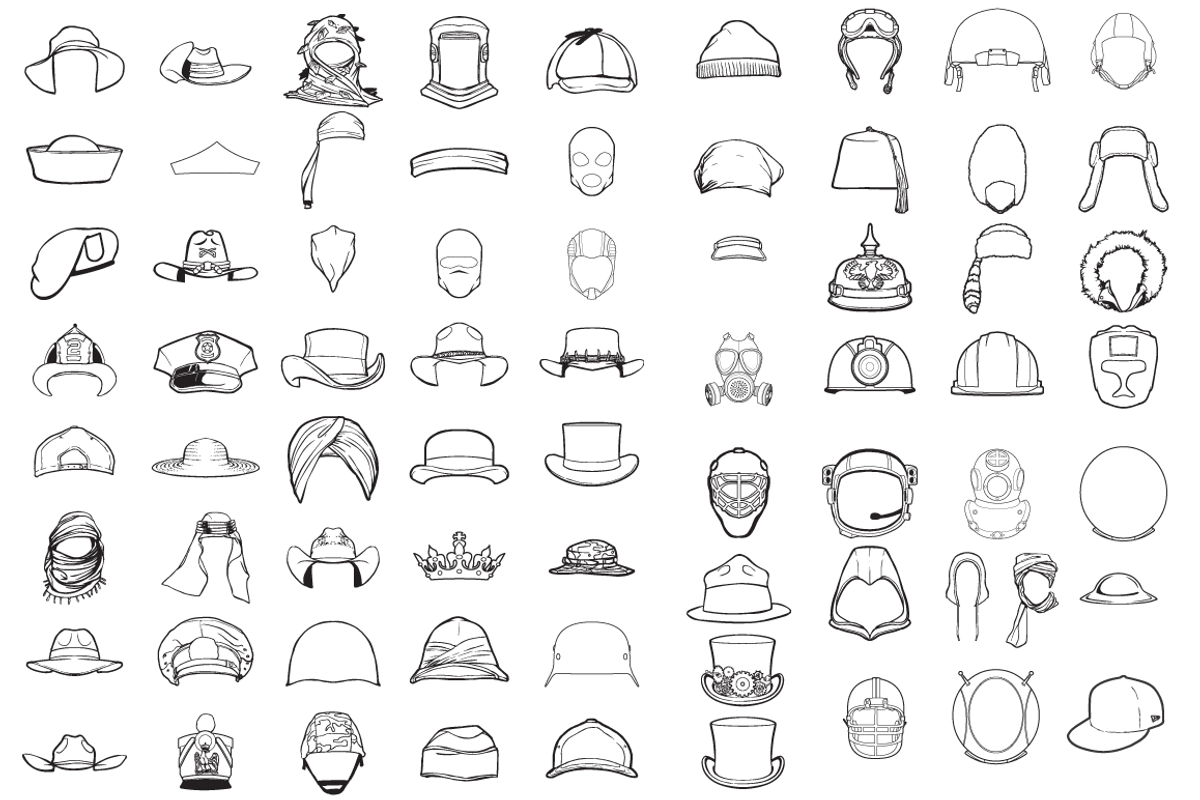 Hand-Drawn Modern Headgear Art, an Illustration by HeroMachine Vector Art