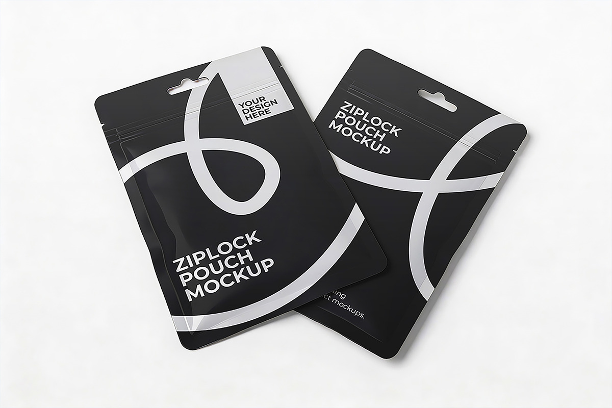 Hanging Ziplock Pouch Mockup, a Packaging Mockup by Pitchlook.Studio
