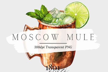 Watercolor Moscow Mule Drawing | Food Illustrations ~ Creative Market