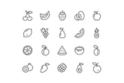 Line Fruits Icons, a Food Illustration by Davooda
