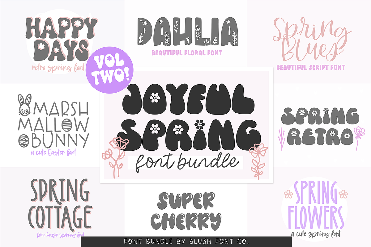 JOYFUL SPRING Font Bundle Vol. 2, a Handwritten Font by Blush Font Co.