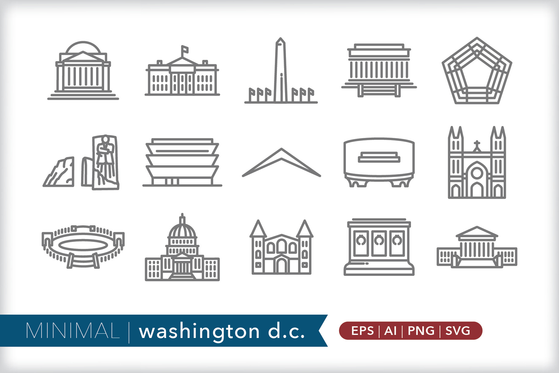 Minimal washington dc icons, an Outline Icon by Picture Window