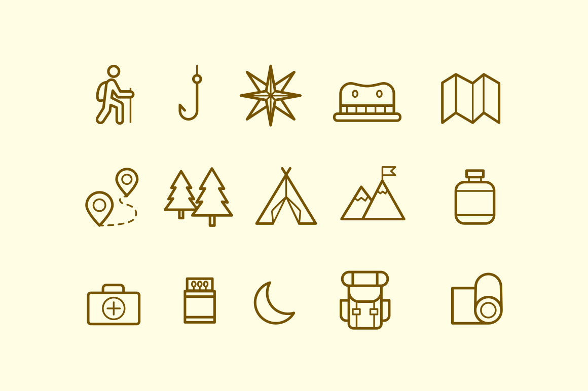 15 Mountain Trek Icons, an Outline Icon by Creative VIP
