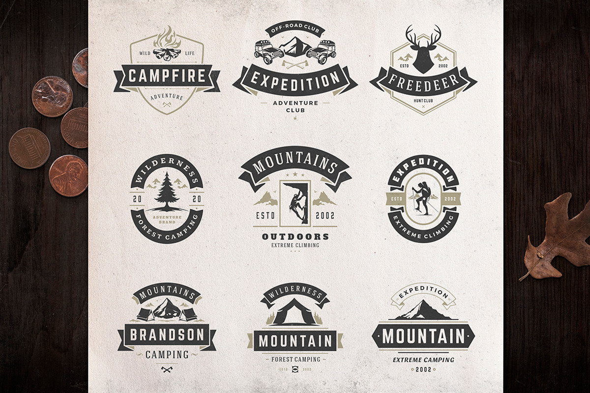 50 Outdoor logos and badges, a Branding & Logo Template by Vasya ...