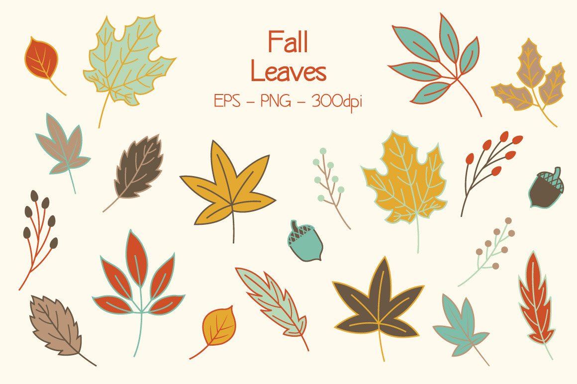 Autumn Fall Leaves Clip Art Set, a Decorative Illustration by Digital ...
