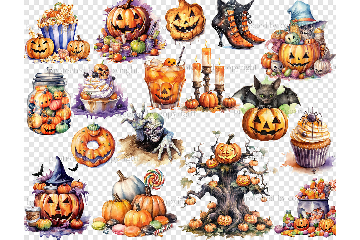 Halloween Clipart Bundle, a Food Illustration by GlamArtZhanna