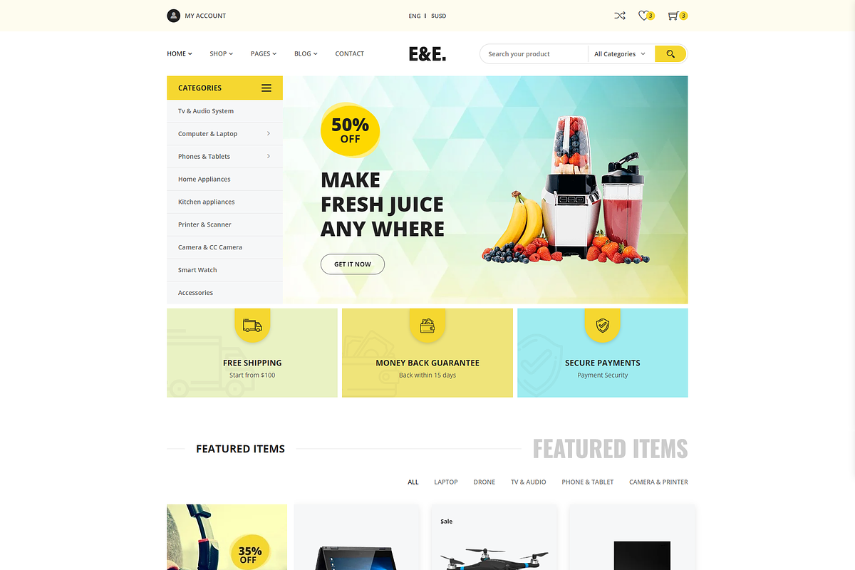 Electronics eCommerce HTML Template, a Bootstrap Template by HasThemes