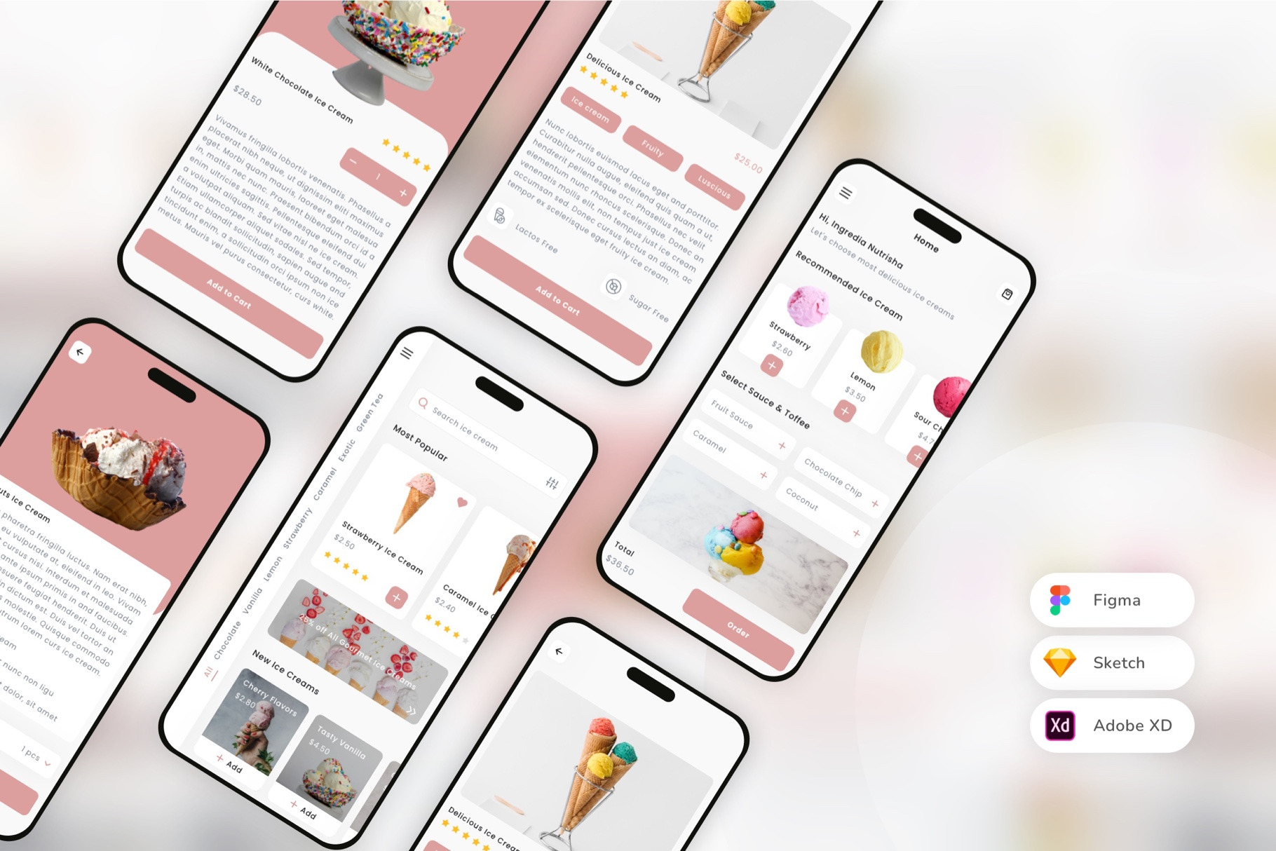 Ice Cream Shop Mobile App UI Kit, an UI Kit Template by uicube