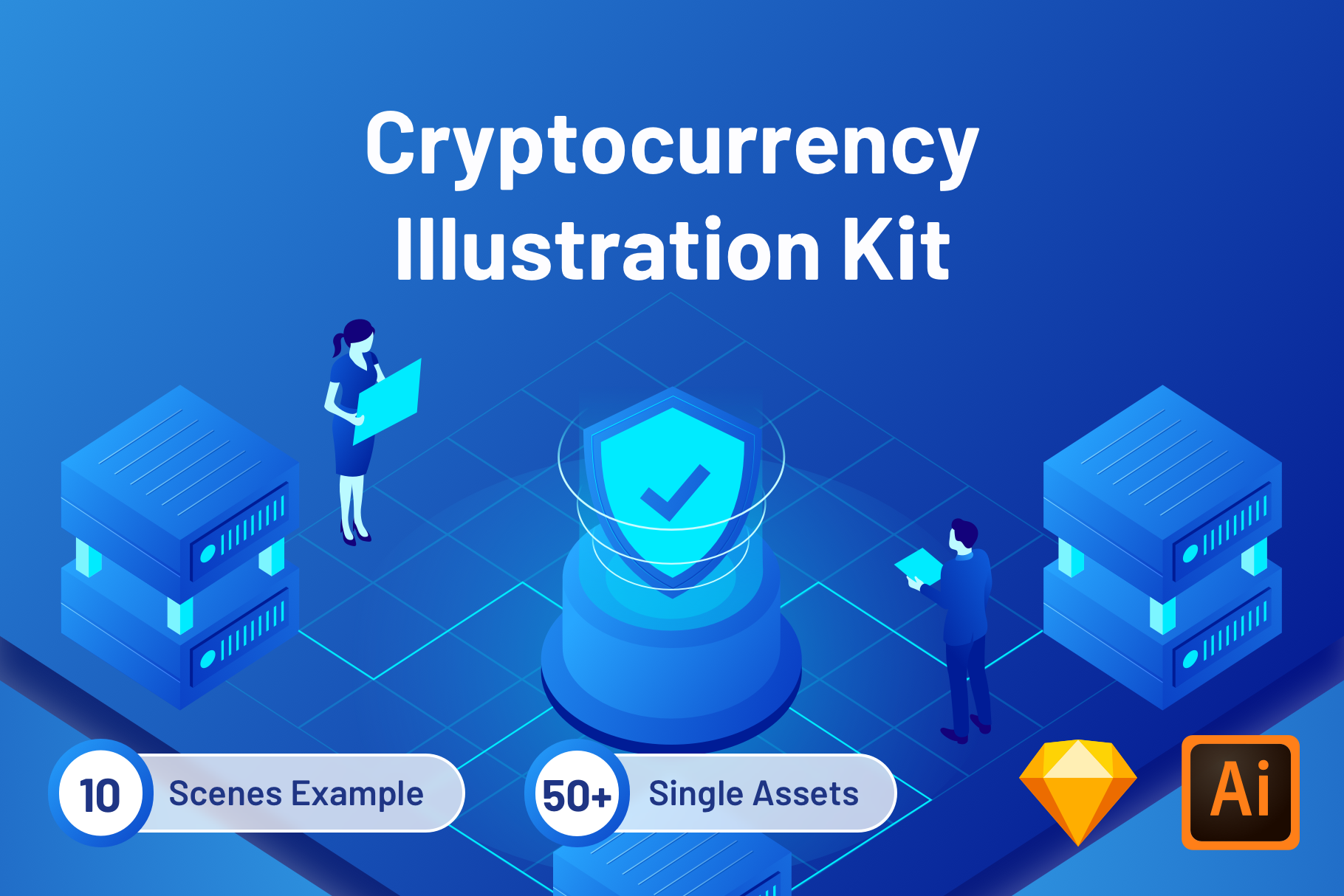 Cryptocurrency Illustration Kit, a Templates & Theme by Designspace
