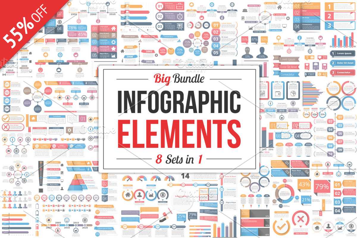 Infographic Elements Bundle 8 in 1, a Graphic by PixMarket