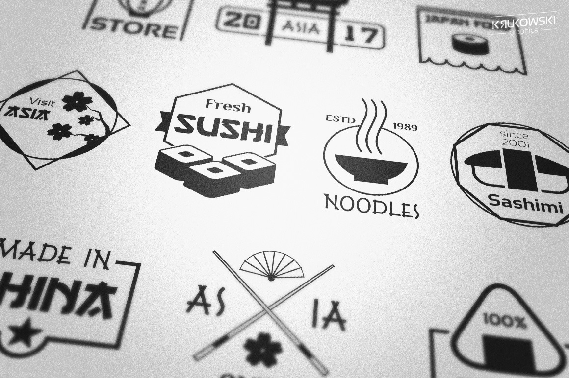 Asian Stamp Badges Logos, a Branding & Logo Template by Krukowski Graphics