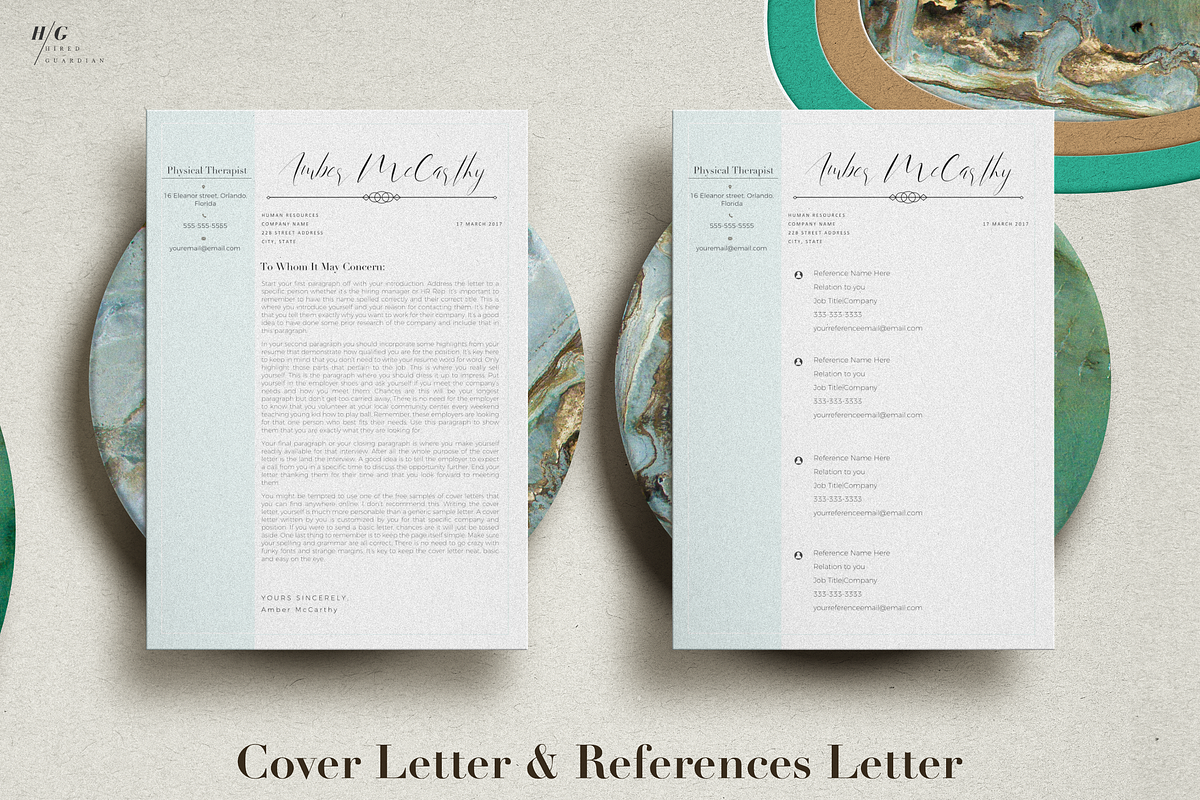 Resume Template / CV - Amber, a Resume Template by Hired Guardian