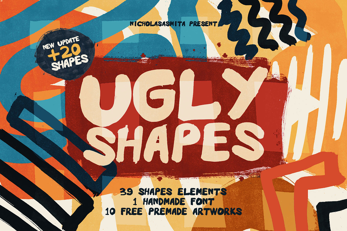 Ugly Shapes: 70 Shape Elements, a Pattern Graphic by nicholasasmita
