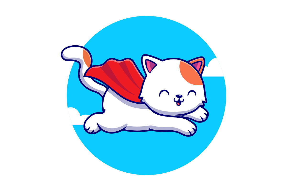 Cute Cat Super Hero Flying Cartoon, an Animal Illustration by Catalyst ...