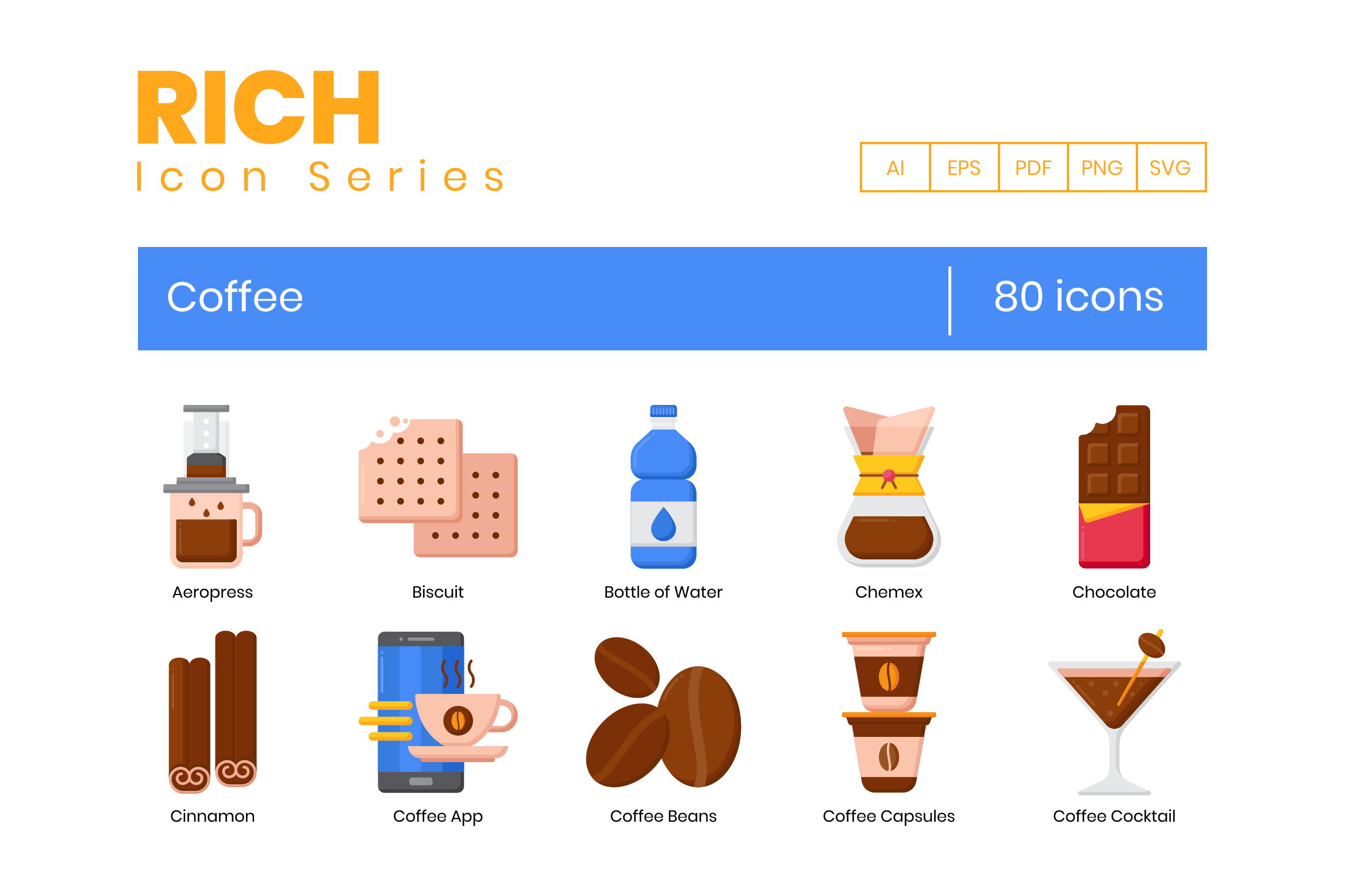 80 Coffee Icons | Rich, an Icon by Flat Icons