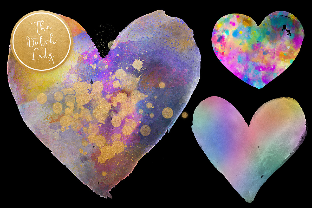 Valentine Rainbow Heart Clipart Set, a Decorative Illustration by The ...