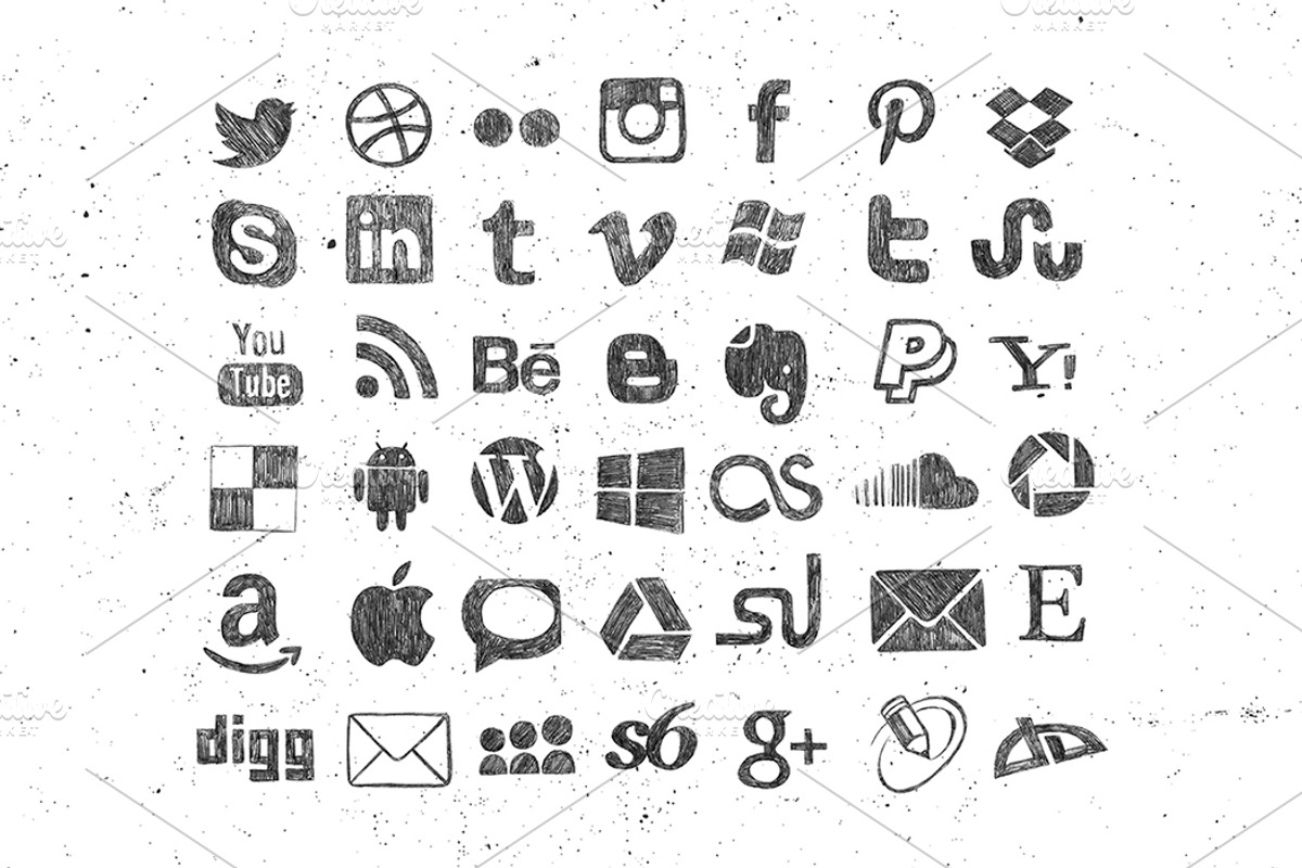 Sketchy social media icons set, an Icon by SoNice