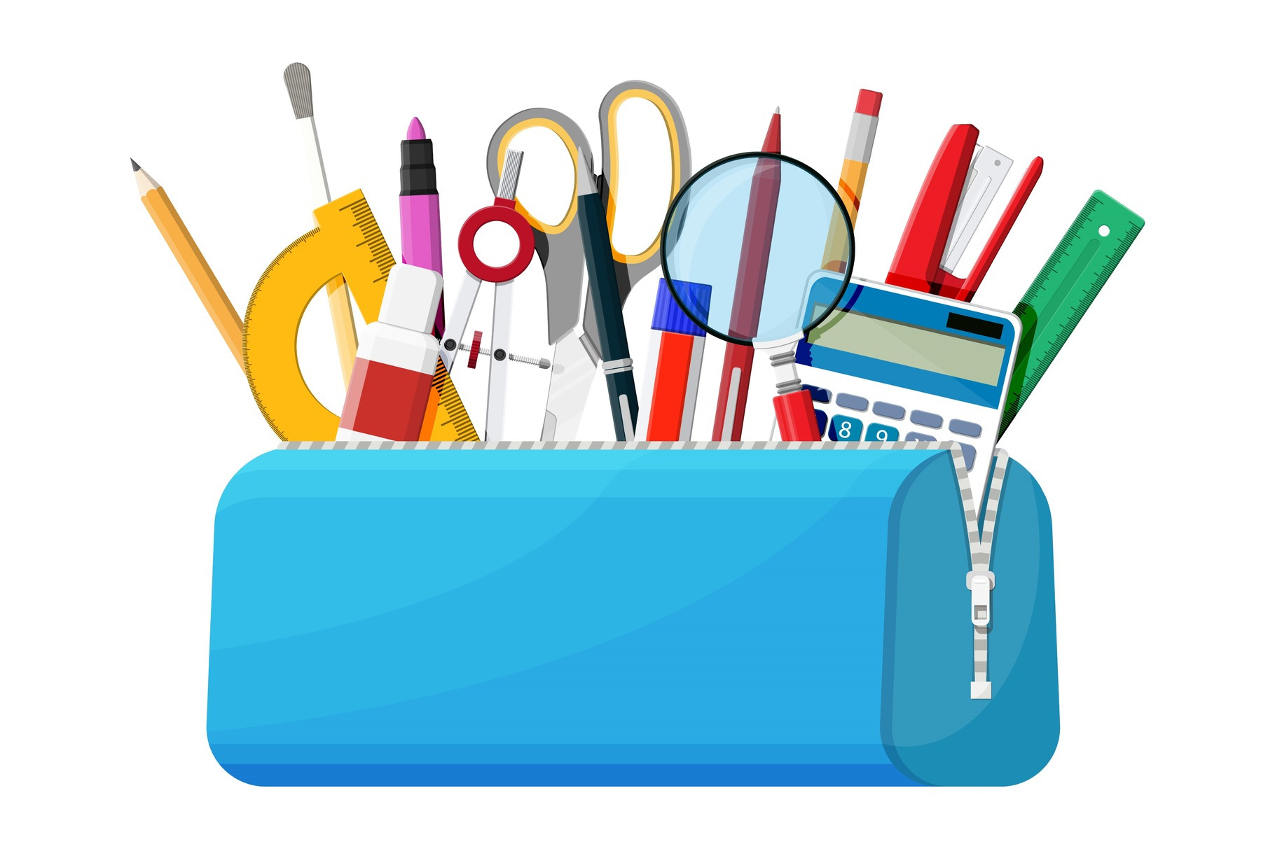 Open pencil case with zipper full of, an Object Graphic by Abscent