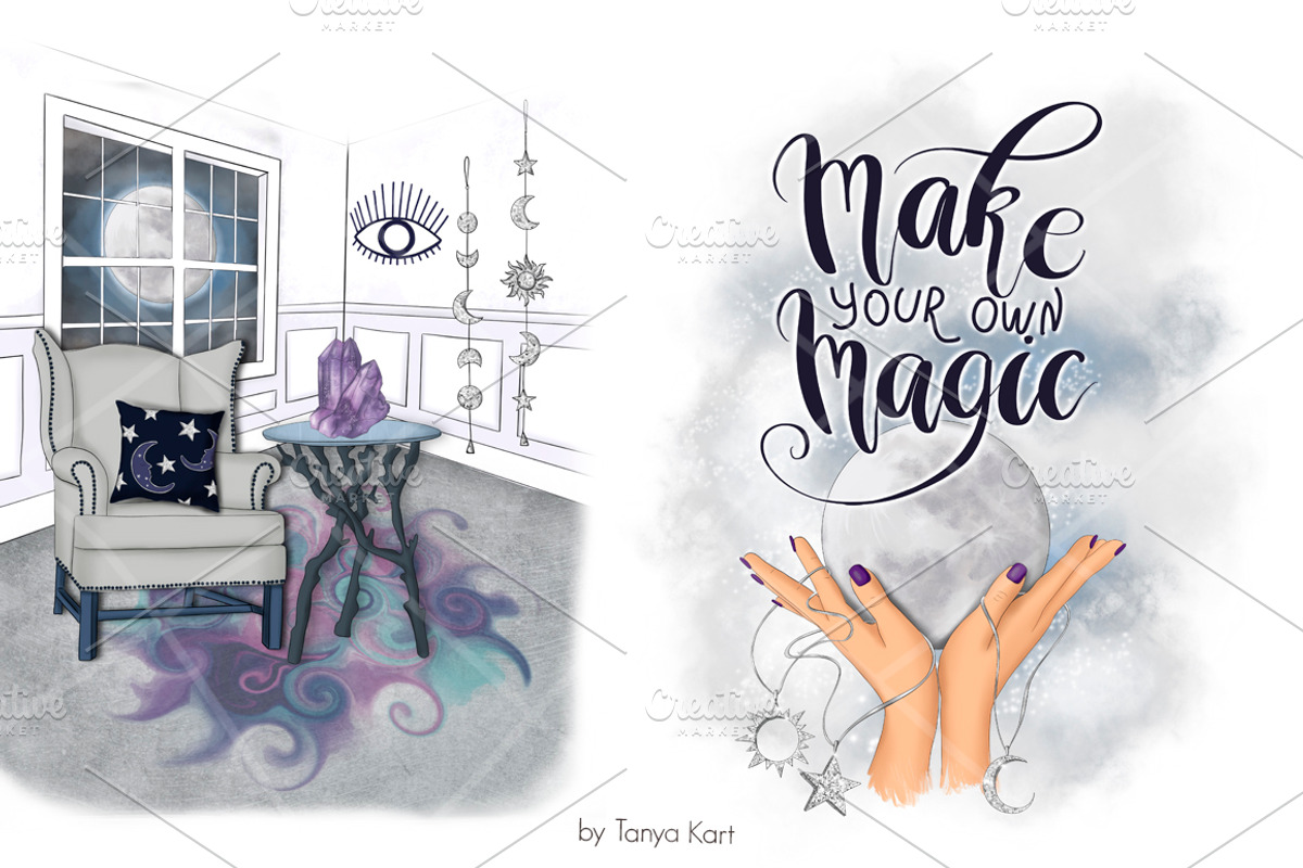 She Is Magic Clipart & Patterns, a Decorative Illustration by Tanya Kart