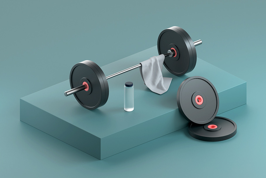 3D Weights Scene, an Object Illustration by Alex Sailer