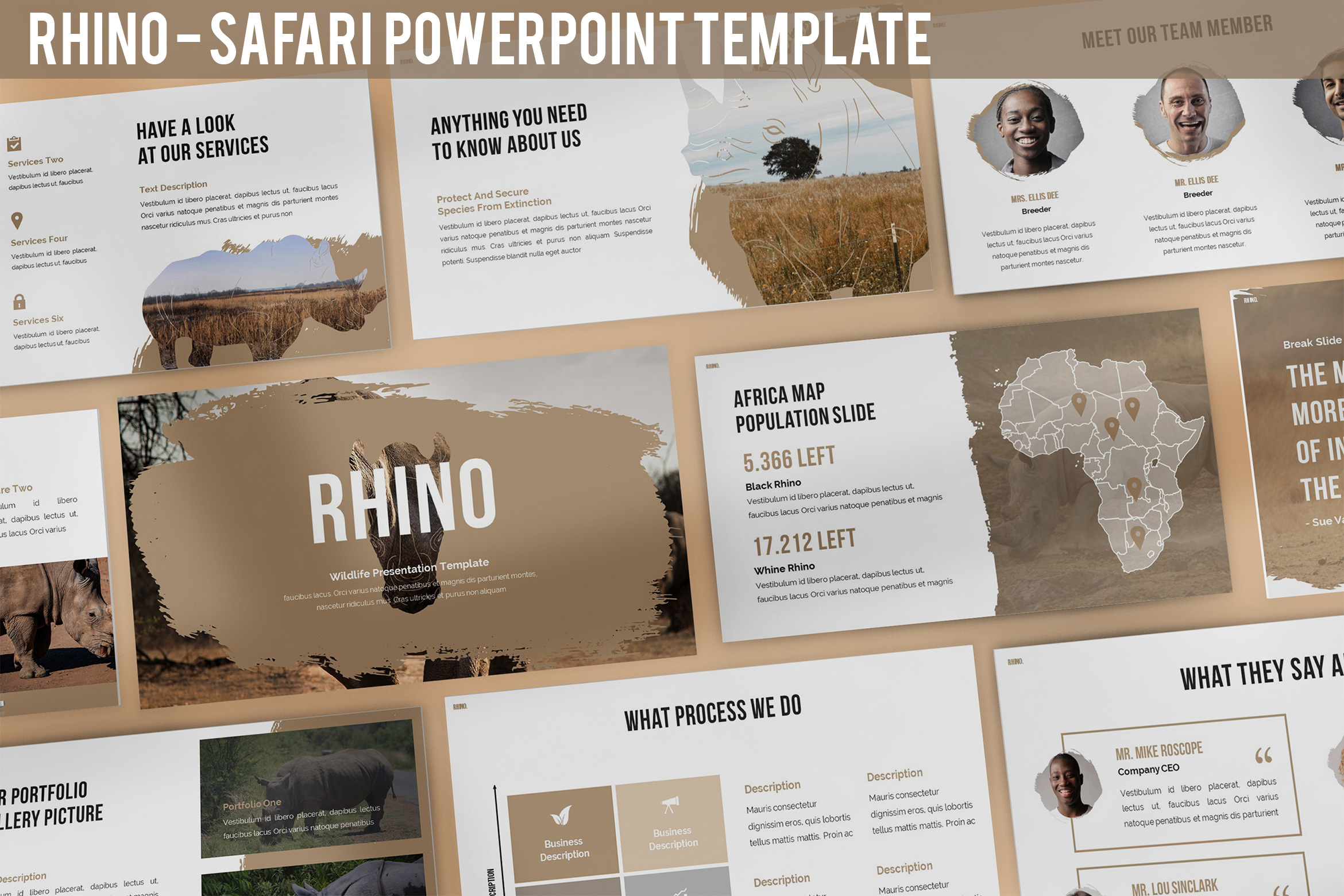 Rhino - Safari Powerpoint Template, a Presentation Template by SlideFactory