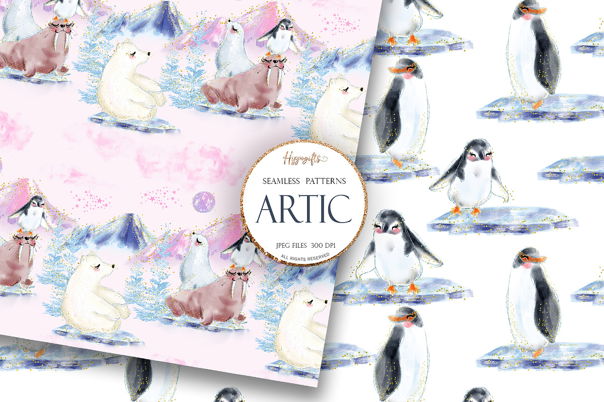 Artic animals patterns, a Pattern Graphic by TheHappyGiftArt | Creative ...