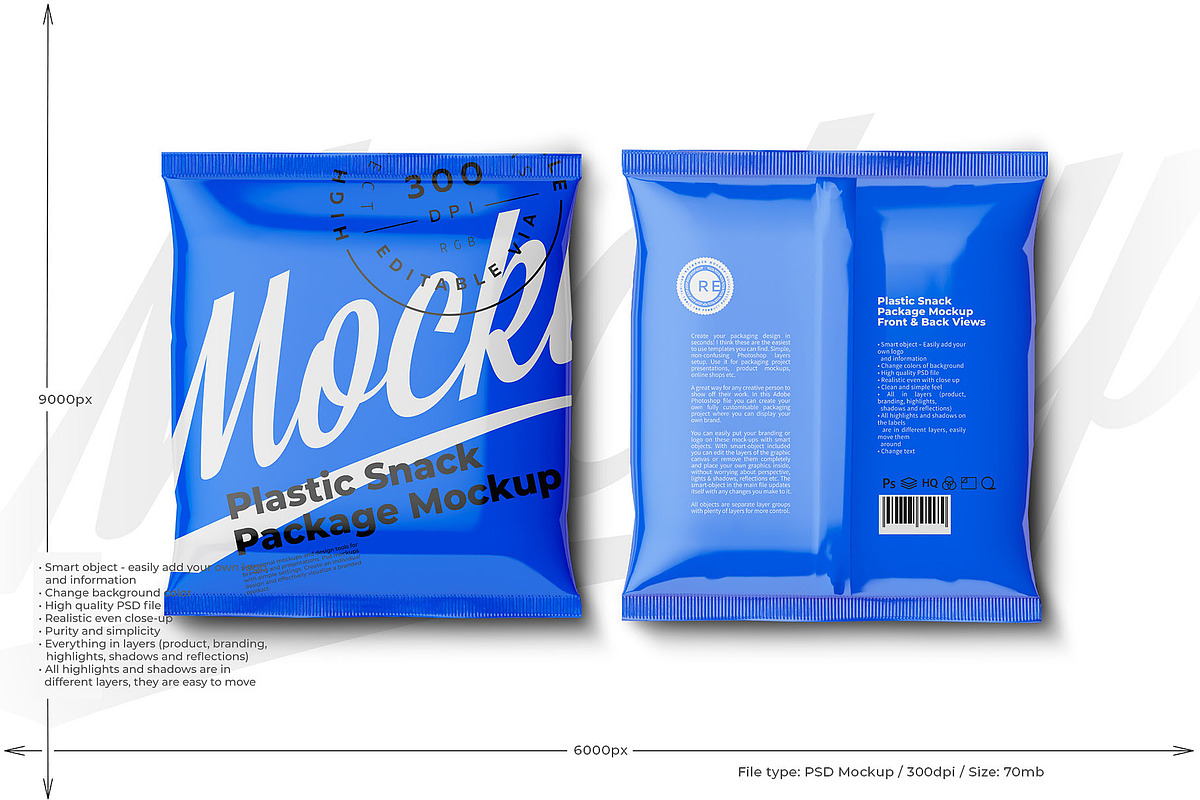 Plastic Snack Package Mockup, a Packaging Mockup by Reformer Mockup