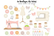 Pink Sewing and Knitting Clipart, an Illustration by La Boutique dei Colori