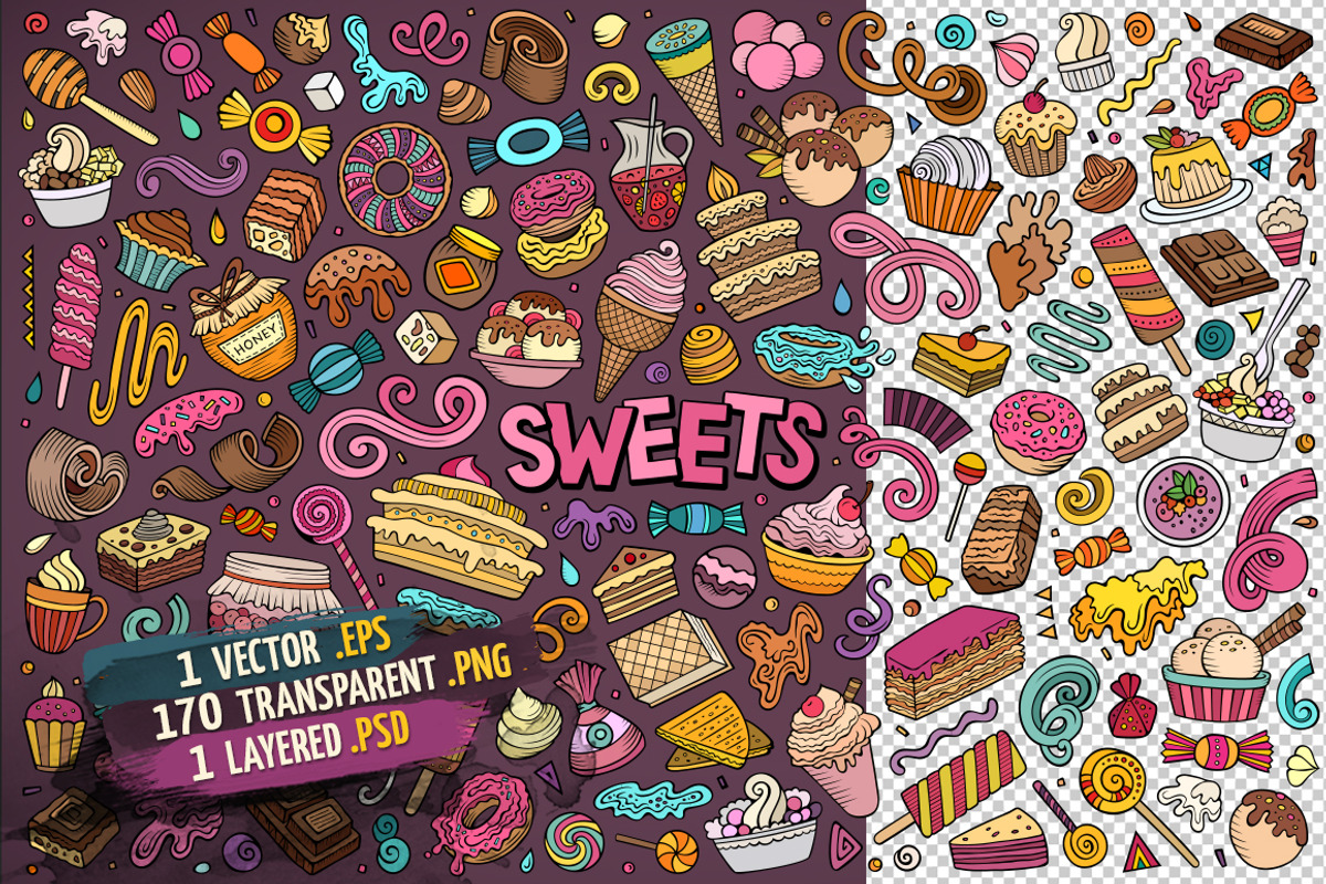 Sweets Objects & Symbols Set, a Food Illustration by BALABOLKA