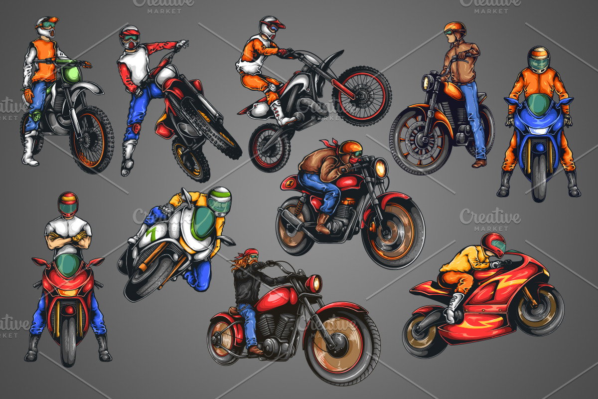 Motorcycle Illustrations Builder, an Illustration by TSV Art Collective