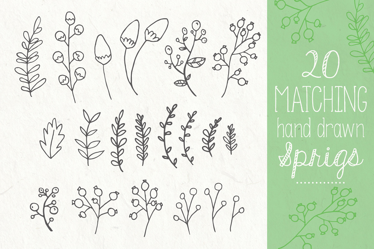 Sprigs & Blooms Clipart +Bonus Logos, an Object Graphic by The Pen and ...