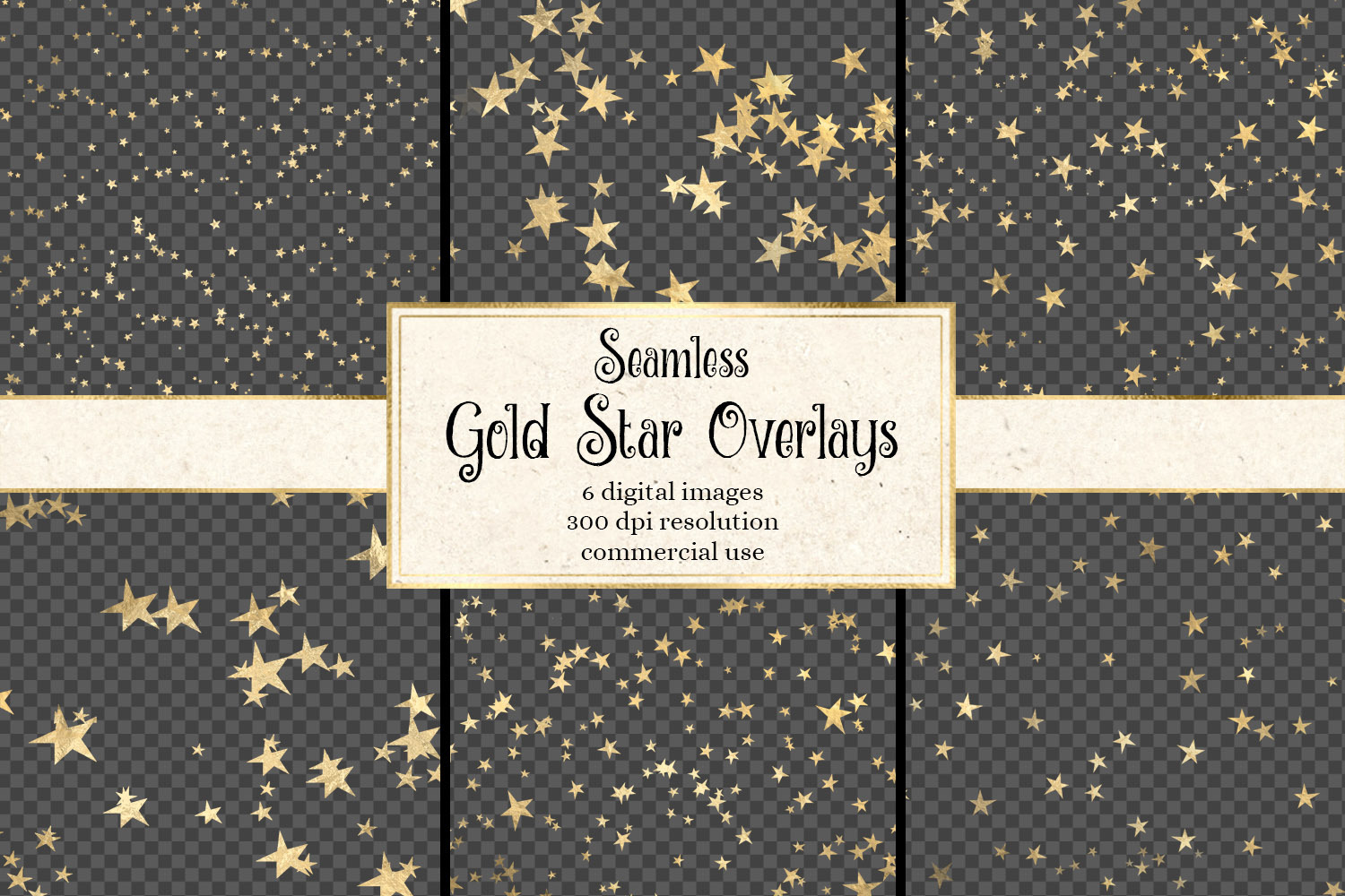Seamless Gold Star Overlays, a Pattern Graphic by Digital Curio