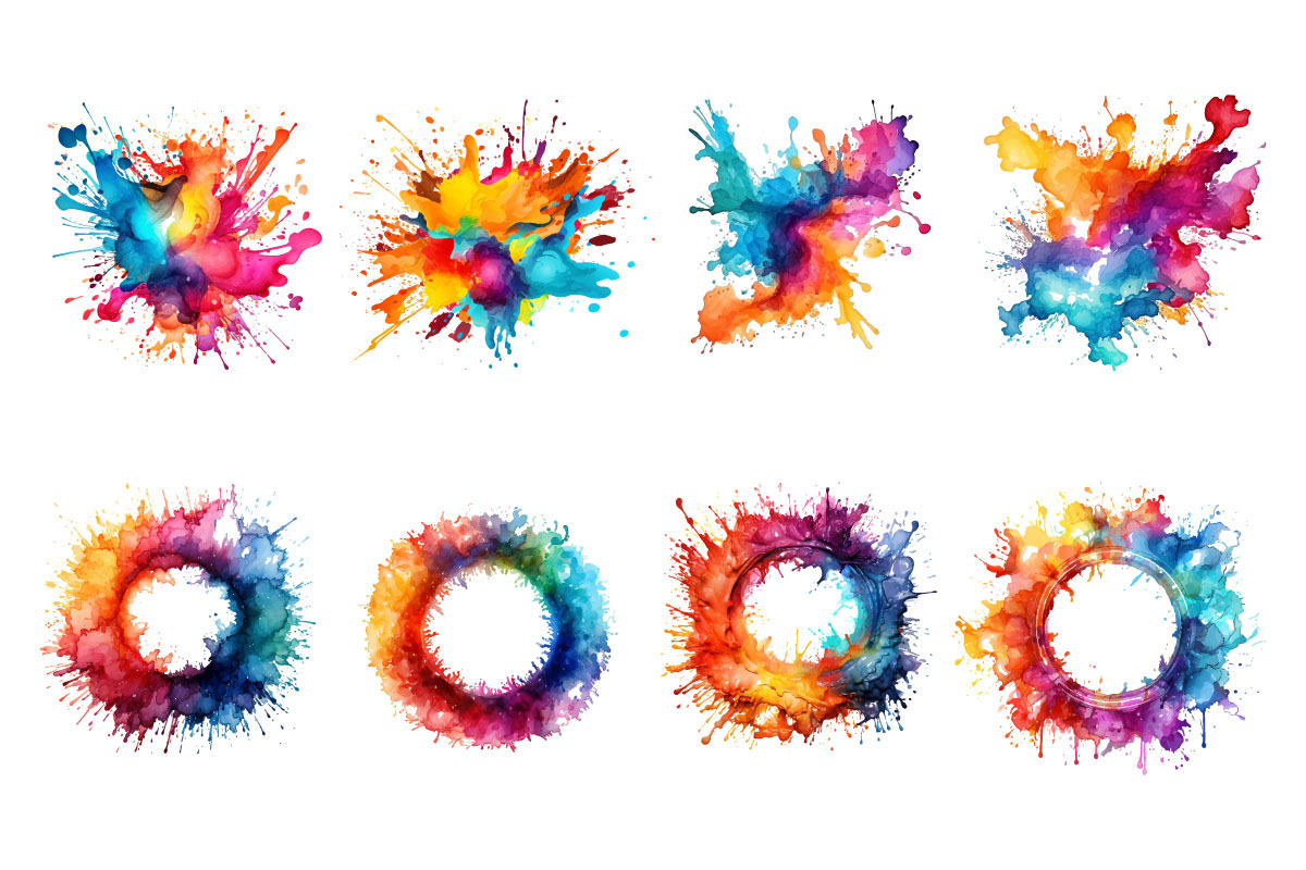 Watercolor Splash Circle Frame PNG