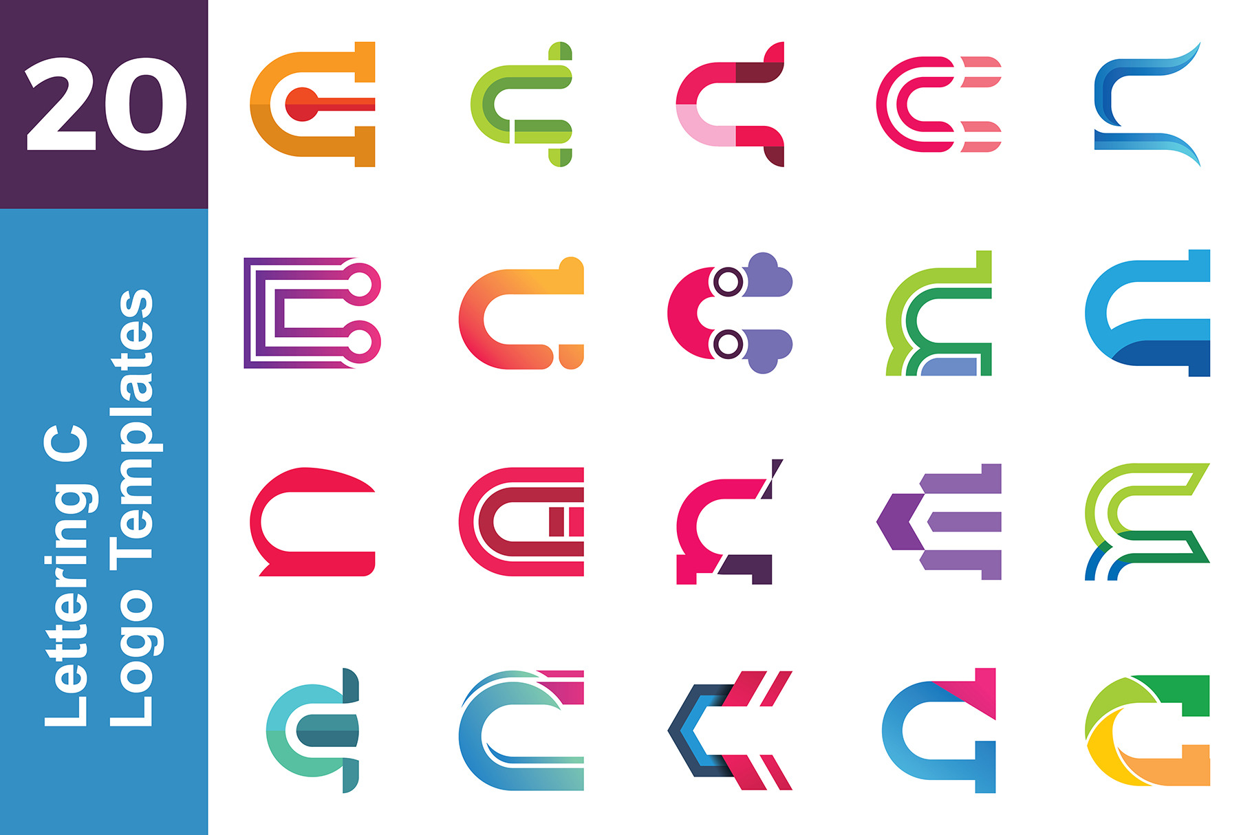 20 Logo Lettering C Template Bundle, a Branding & Logo Template by ...